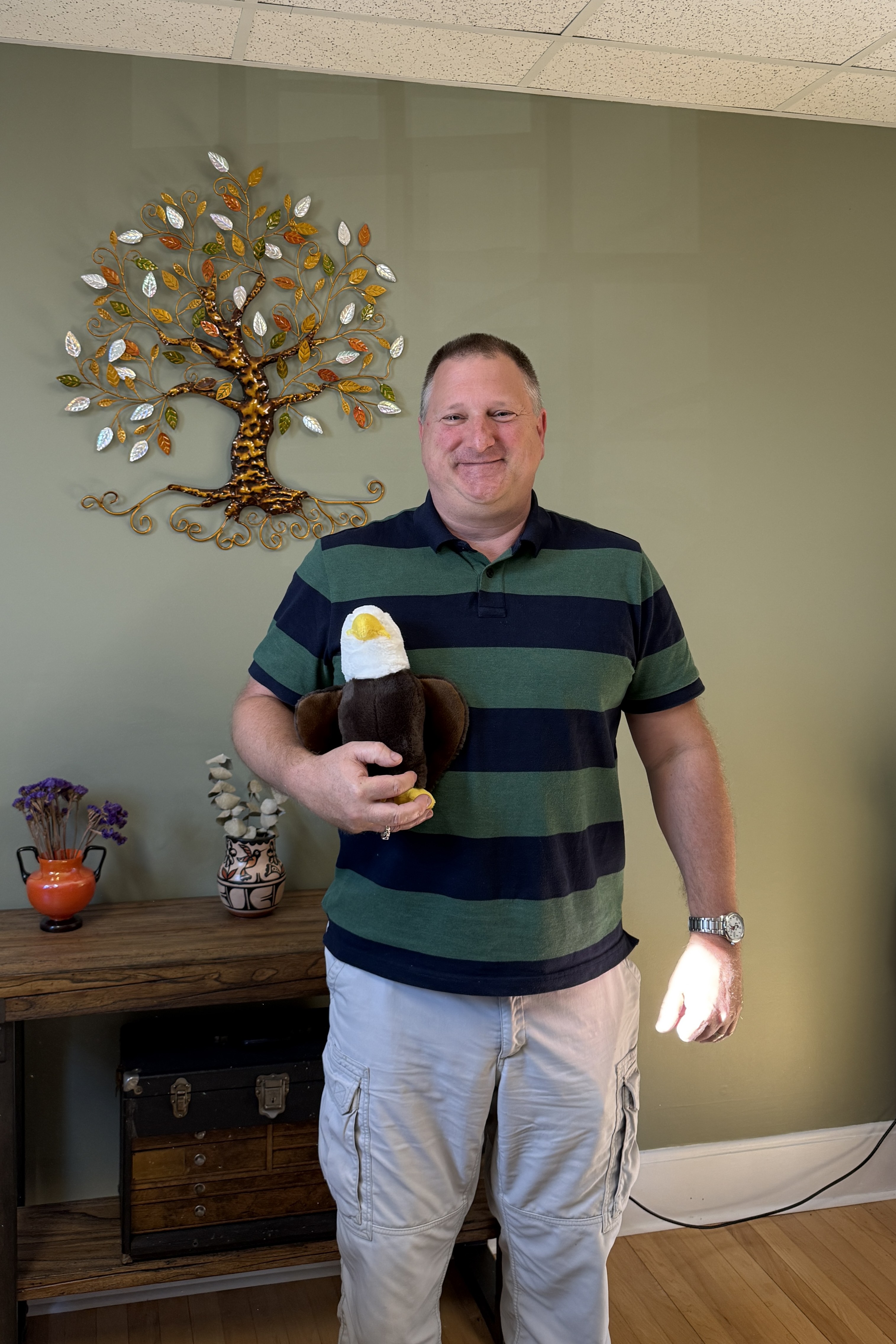Town Administrator Matt Wojick and Bald-E – Simon Fairfield Public Library